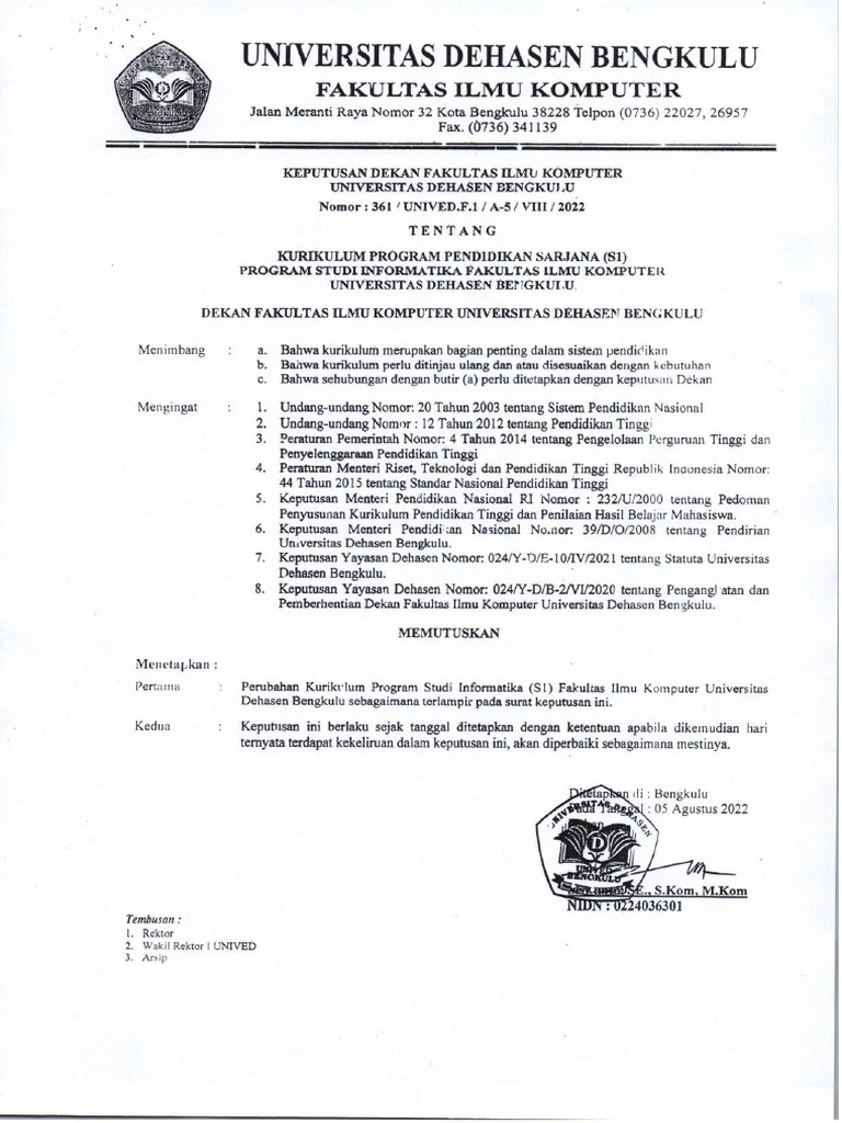 Kurikulum Prodi Informatika Compressed | PDF