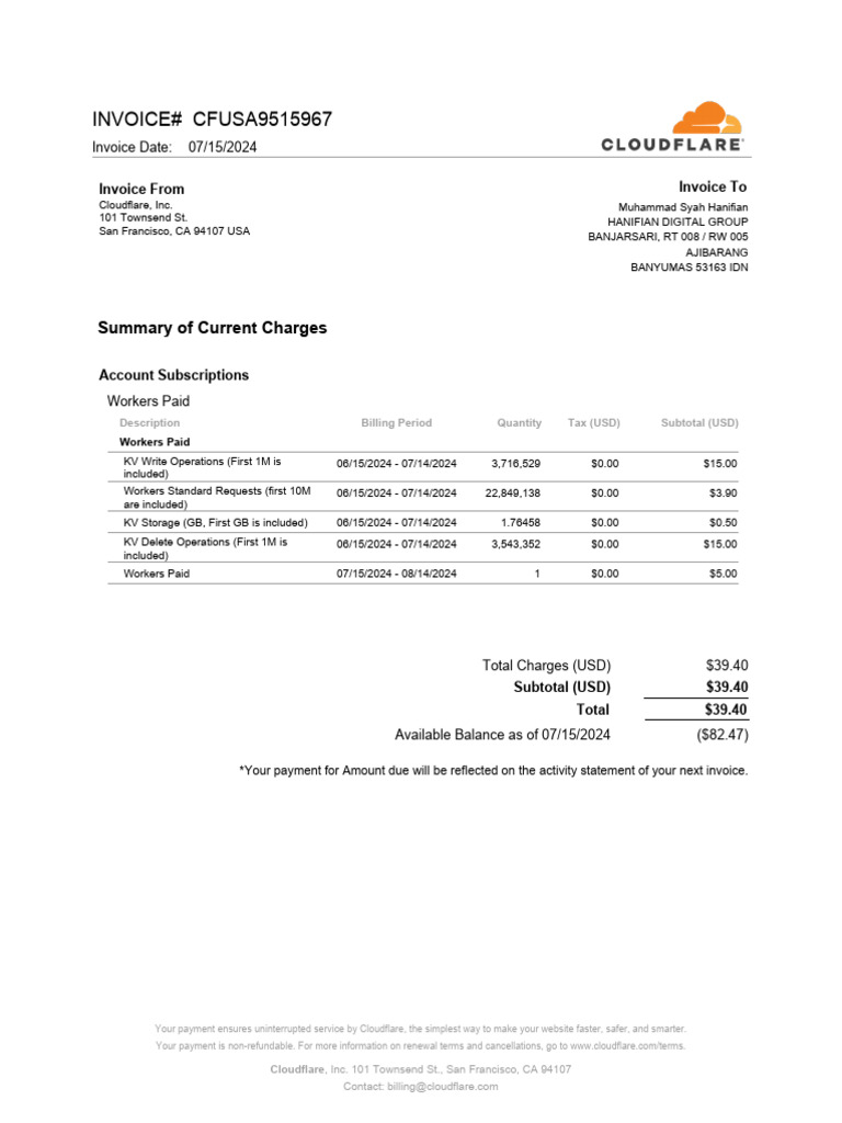 INVOICE# CFUSA9515967: Summary of Current Charges | PDF | Invoice ...