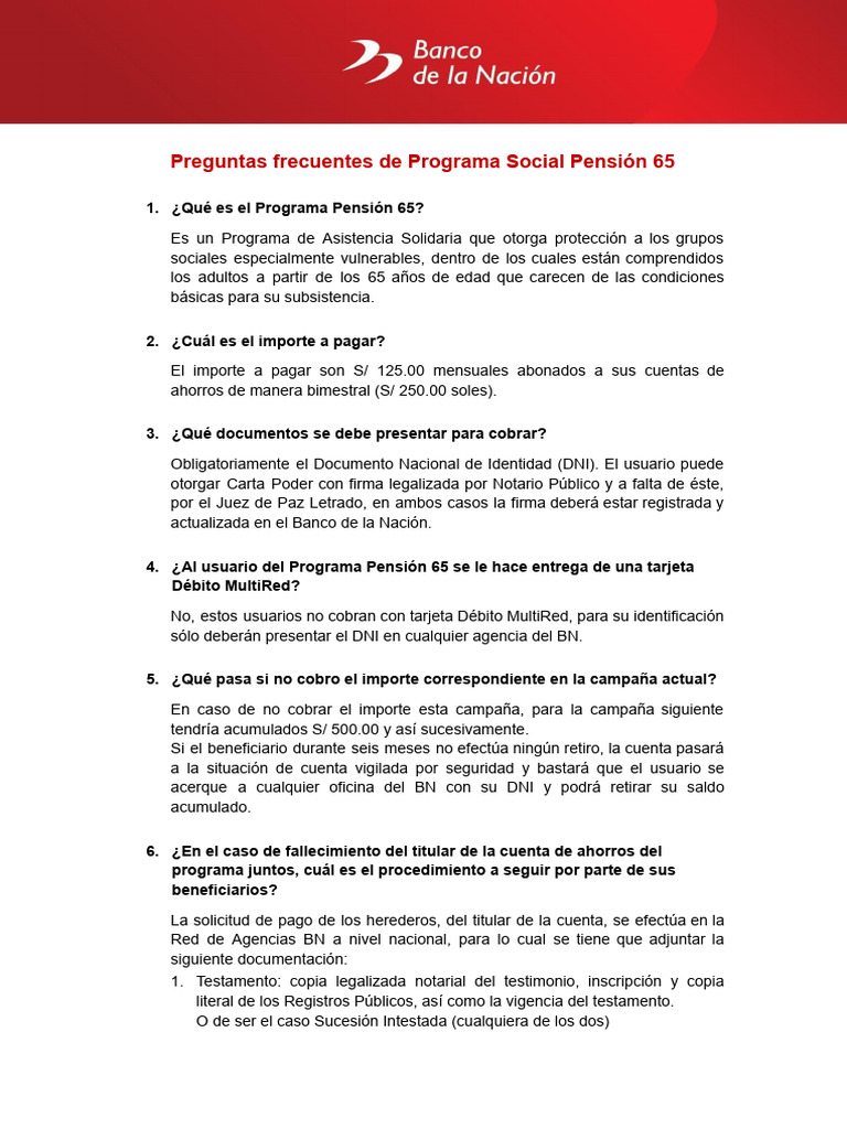 preguntas-frecuentes-de-programa-social-pension65 | PDF | Documento de ...