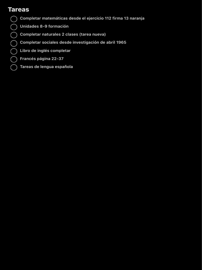 Lista de Tareas Escolares Pendientes | PDF