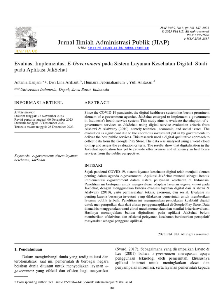 Evaluasi Aplikasi JakSehat dalam E-Government | PDF | Bisnis | Komputer