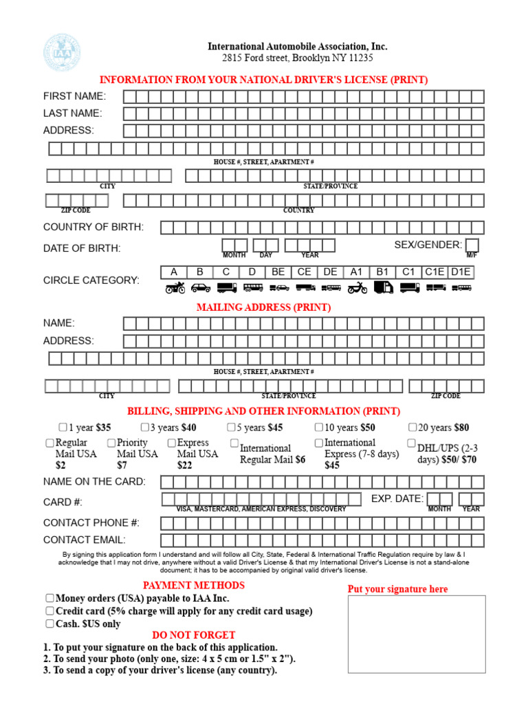Application For International Driver's License | PDF | Driver's License ...