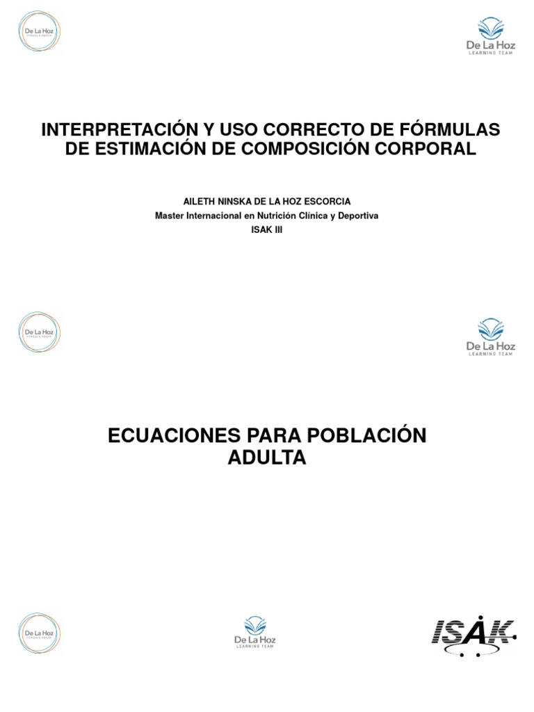Fórmulas para Estimación de Composición Corporal | PDF | Tejido adiposo | Músculo