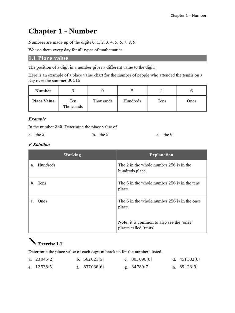 Chapter 1 Number Draft 2 | PDF | Multiplication | Numbers