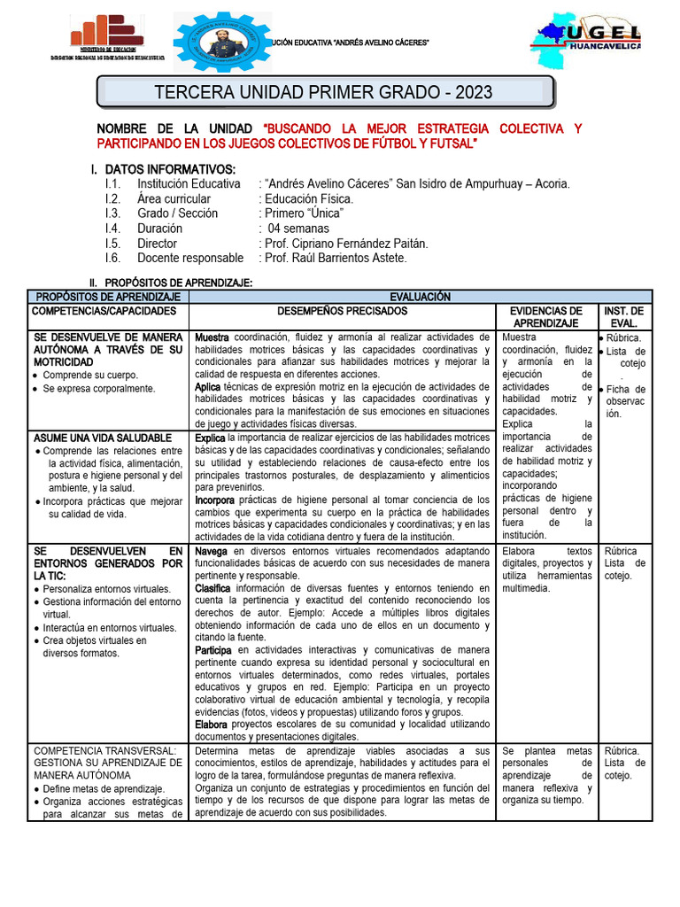 2° Unidad 1° Grado | PDF | Aprendizaje | Maestros