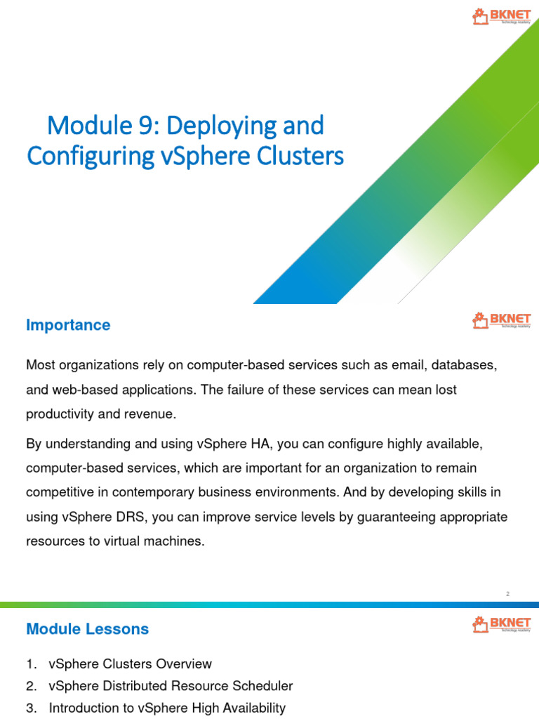 BKNET_VSICM8_M9_Deploying-and-Configuring-vSphere-Clusters | PDF | Virtual Machine | Computer ...