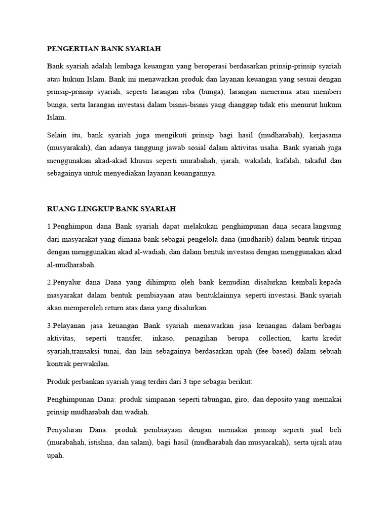Pengertian dan Produk Bank Syariah | PDF