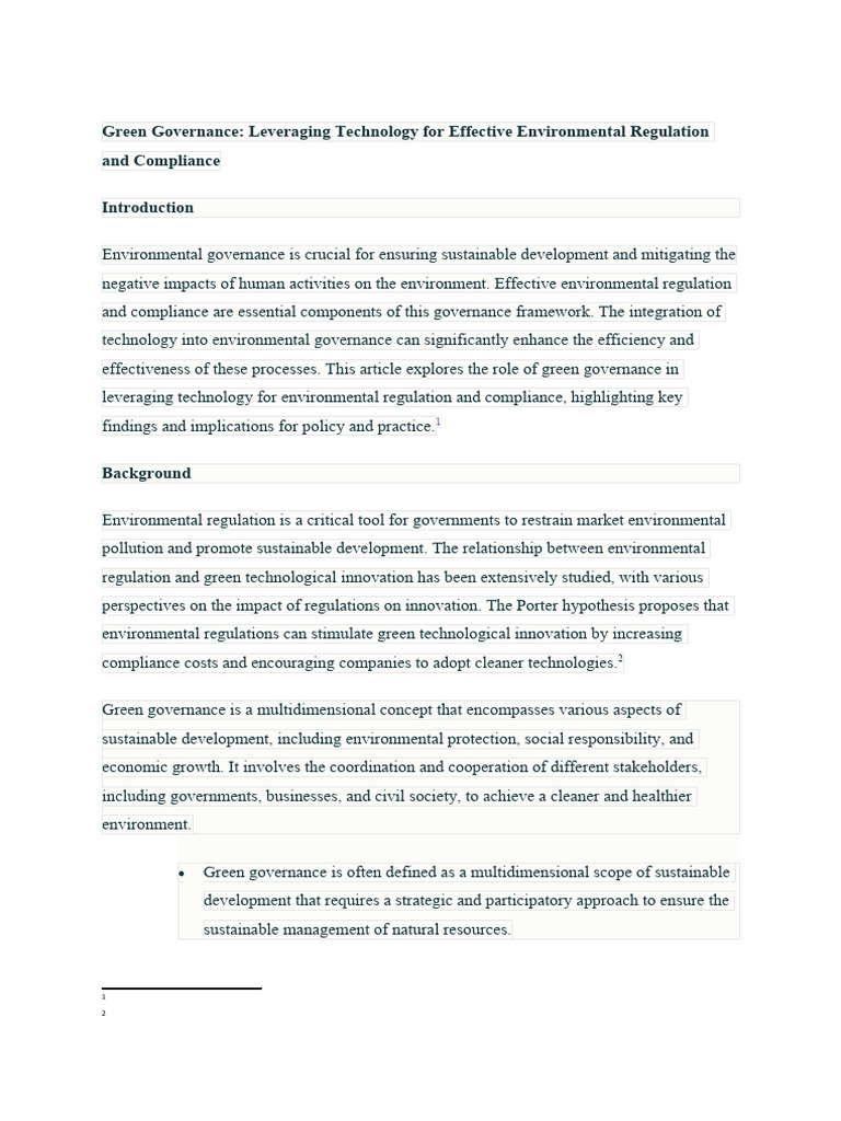 Green Governance Is A Multidimensional Concept That Encompasses Various ...