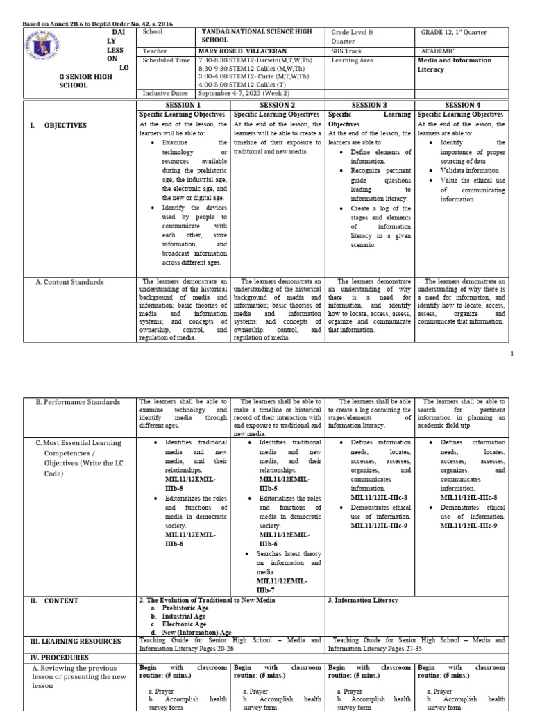 DLL - Milq1w2 3 4 - 2023 2024 | PDF | Information | Learning