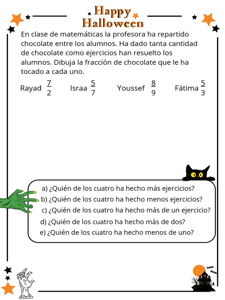 Halloween-Fracciones-Definicion 6 Hojas | PDF