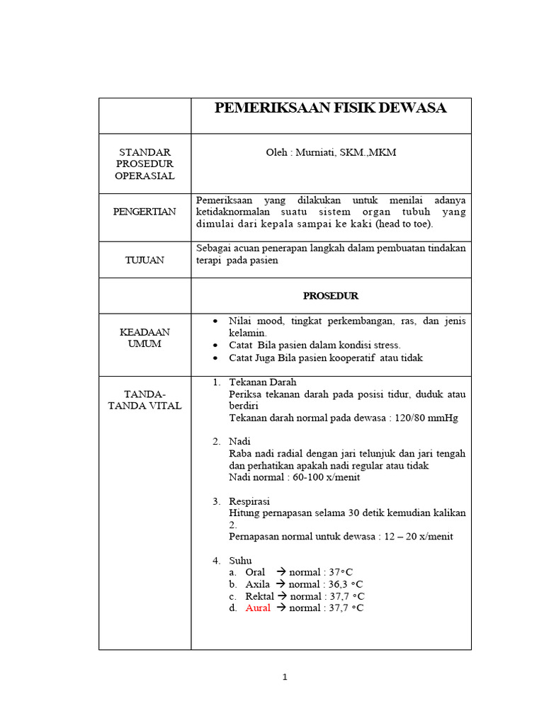 Pemeriksaan Fisik Dewasa | PDF