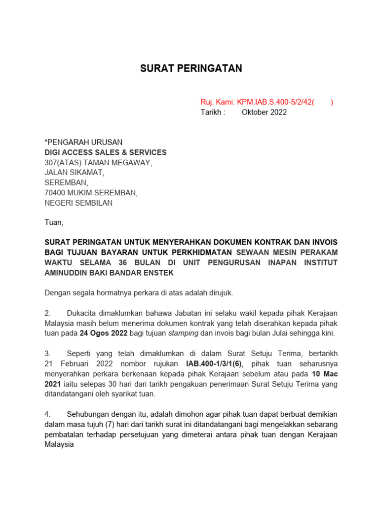 Surat Peringatan | PDF