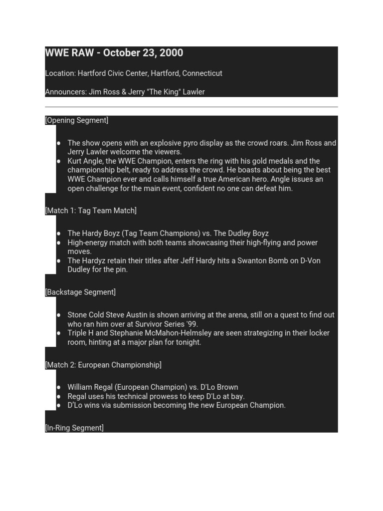 2000 Universe | PDF | Stone Cold Steve Austin | Professional Wrestling