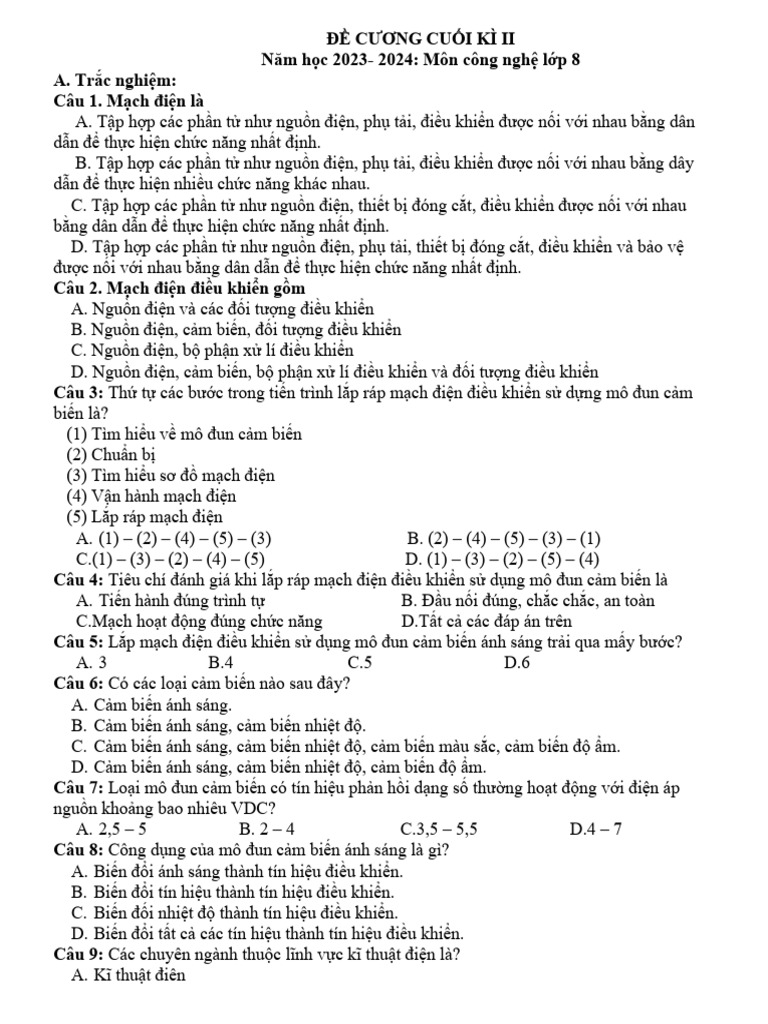 Đề Cương CK2 | PDF