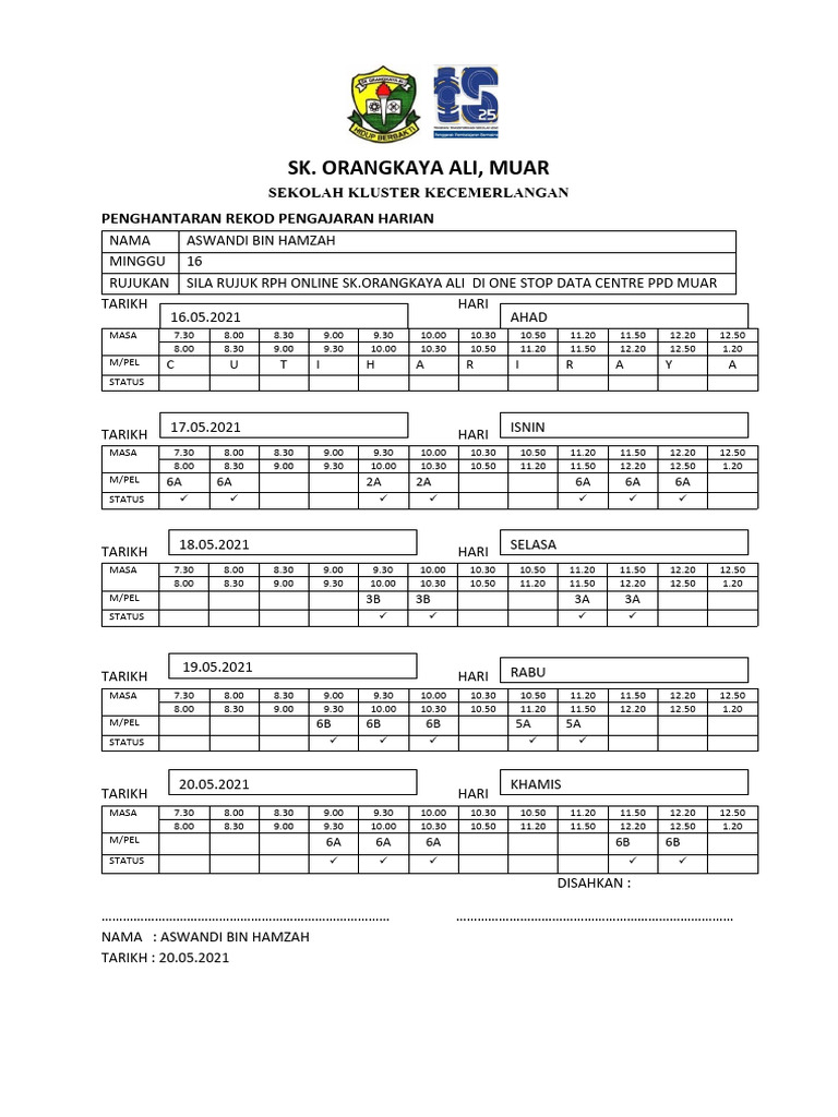 Hantar RPH Online Aswandi 2021 | PDF