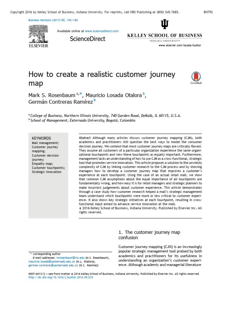 How To Create A Realistic Customer Journey Map: Sciencedirect | PDF ...