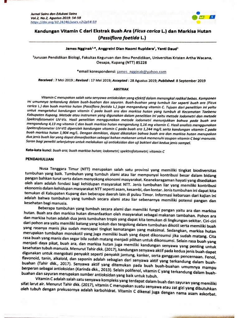 Jurnal Percobaan VITAMIN C | PDF