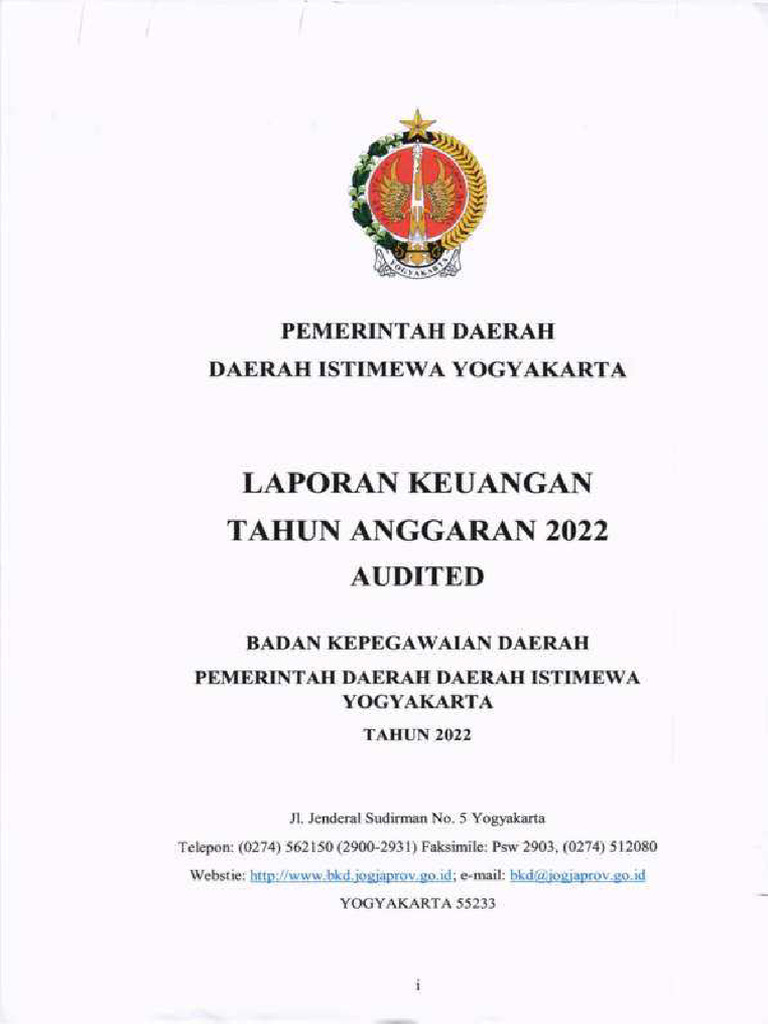 Laporan Keuangan BKD DIY Tahun 2022 | PDF | Pengelolaan Keuangan & Uang ...