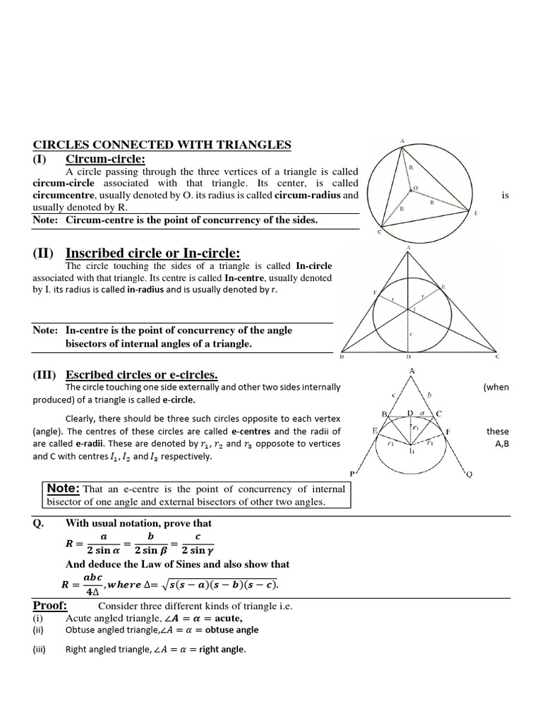Important Formulae | PDF | Triangle | Classical Geometry