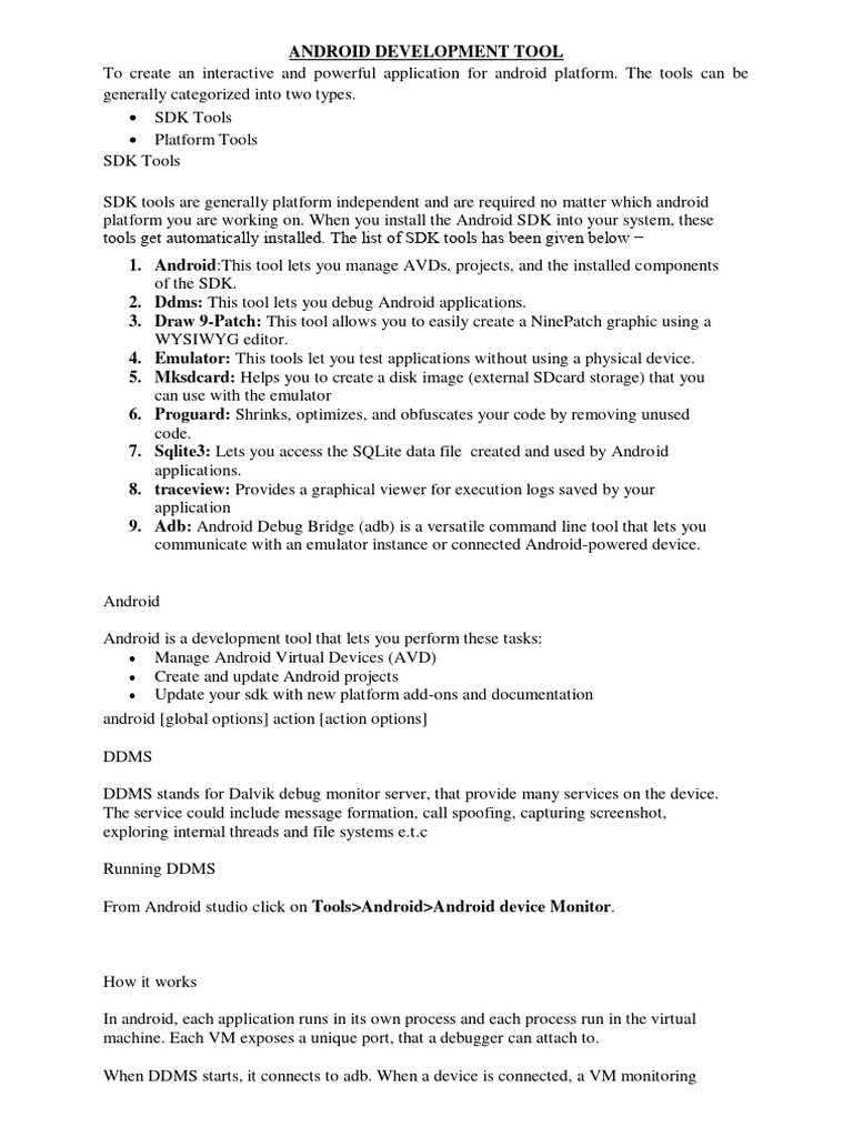Android Development Tool | PDF | Integrated Development Environment | Android (Operating System)