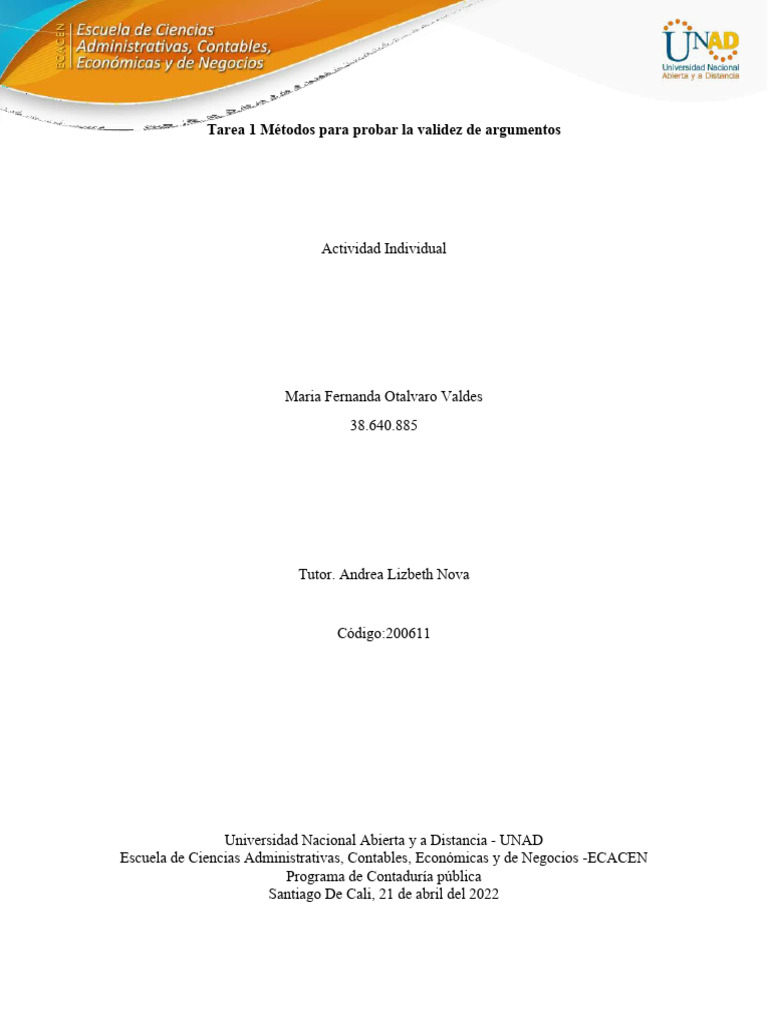 Ejercicio 2 Unidad 1 - Brayan Stiven Trujillo Rodriguez | PDF | Inferencia | Proposición