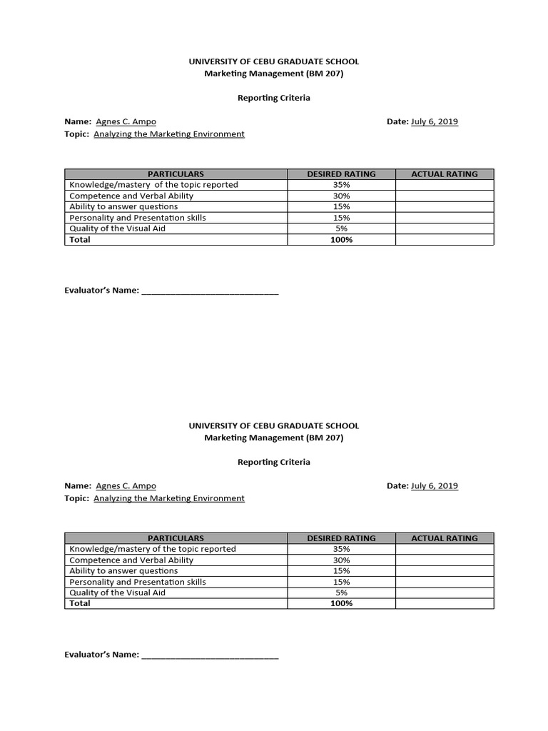 Reporting Criteria | PDF