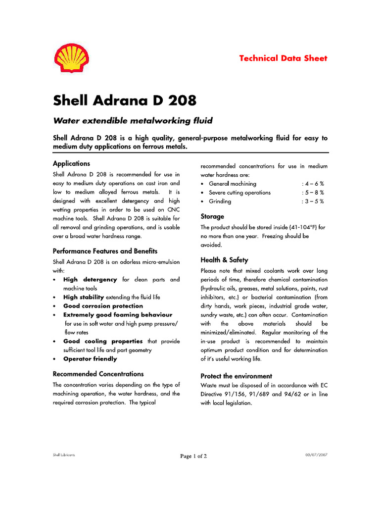 Shell Adrana D208 TDS | PDF