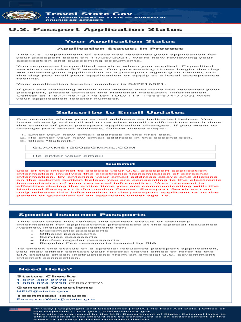 U.S. Passport Application Status | PDF | Passport | United States ...