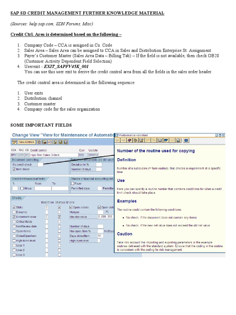 Sap SD Credit Management Further Knowledge Material | PDF | Payments ...