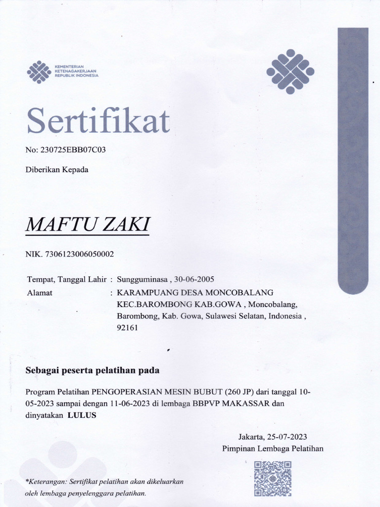HIT Sertifikat M Zakki | PDF