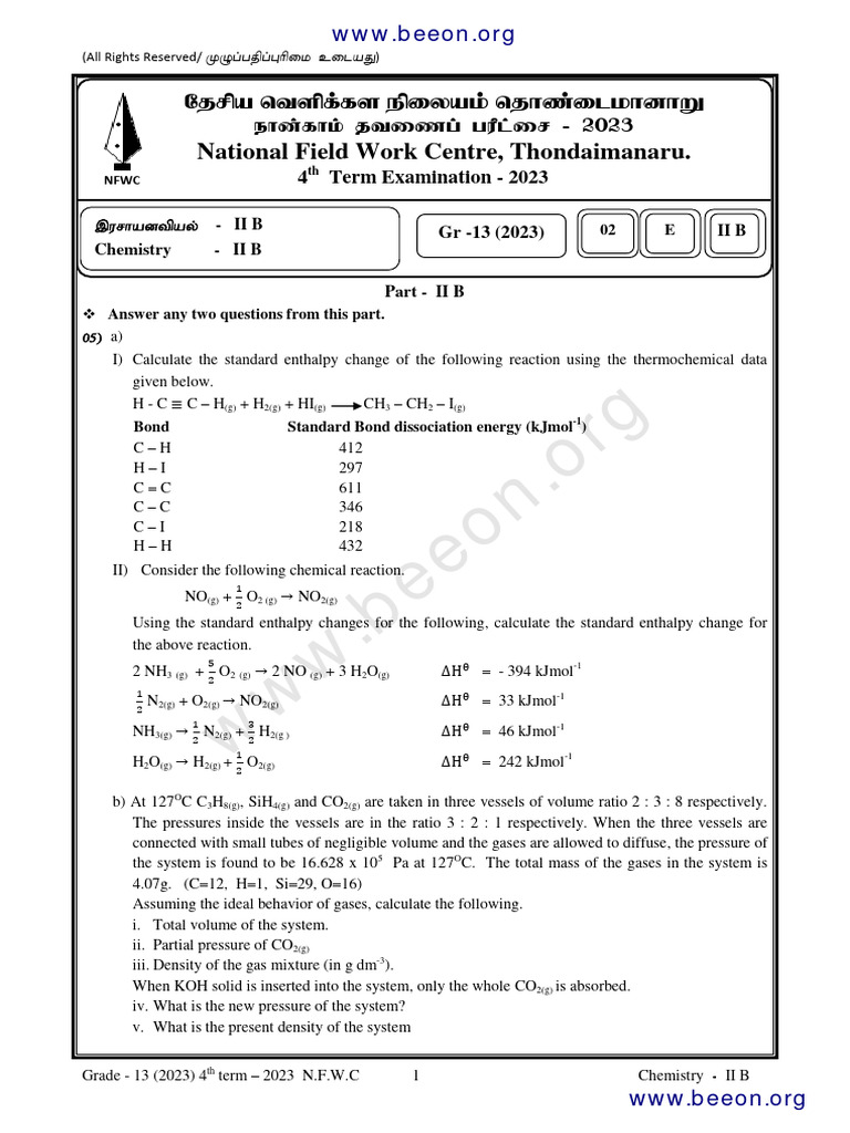 Part - II B | PDF | Chemical Equilibrium | Gases