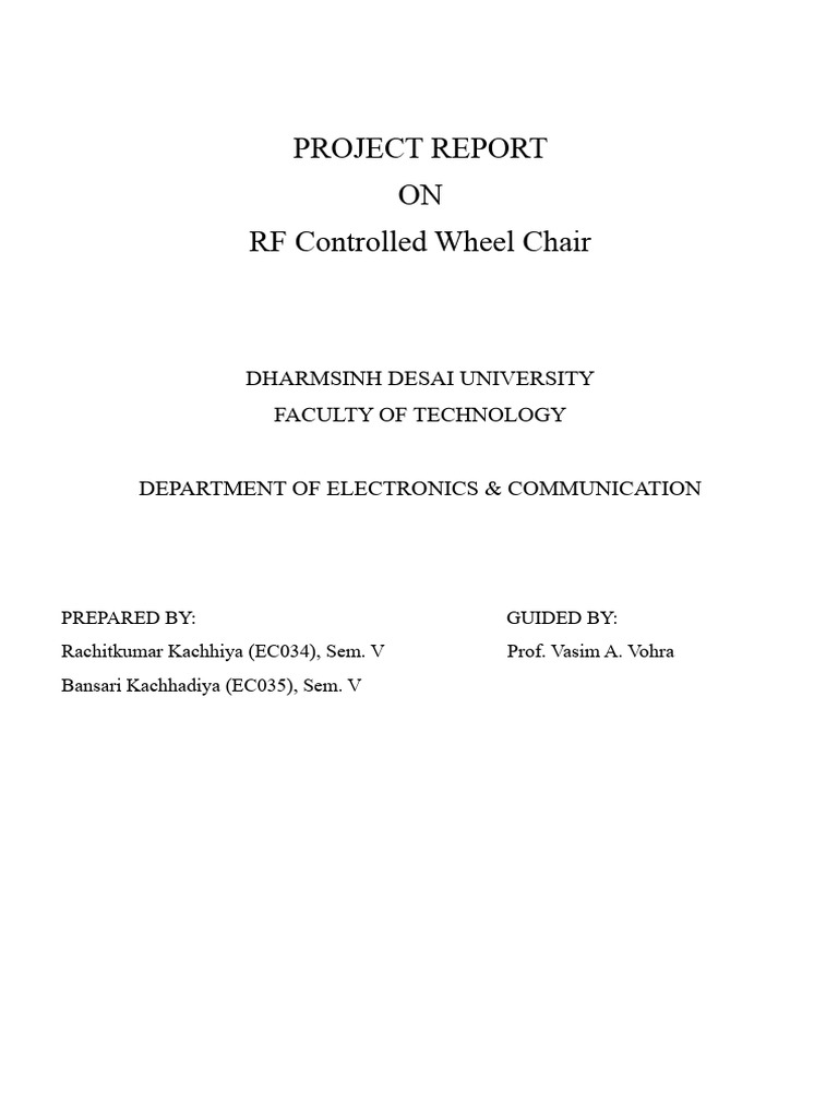 Project Report Ecp 1 | PDF | Wheelchair