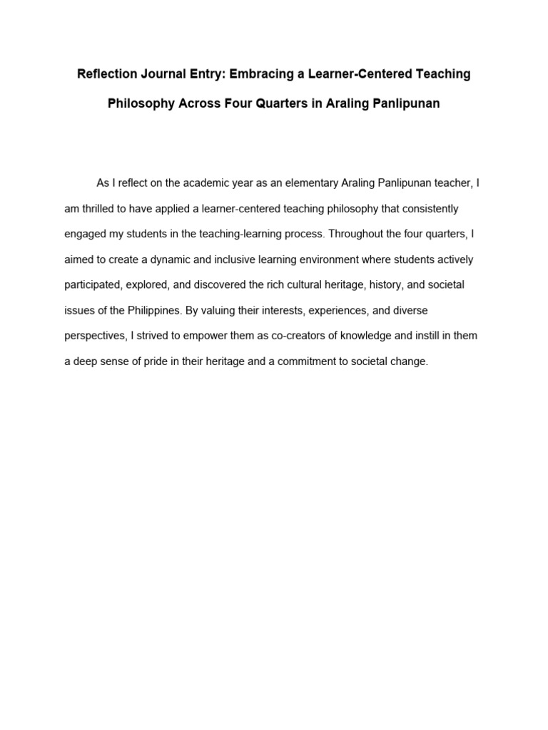 Reflection Journal Entry AP | PDF | Sustainability | Social Sciences
