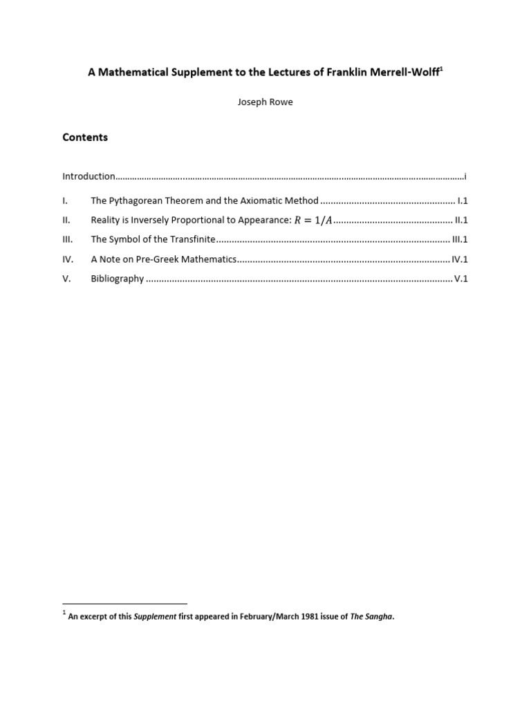 A Mathematical Supplement To The Lecture | PDF | Set (Mathematics) | Axiom