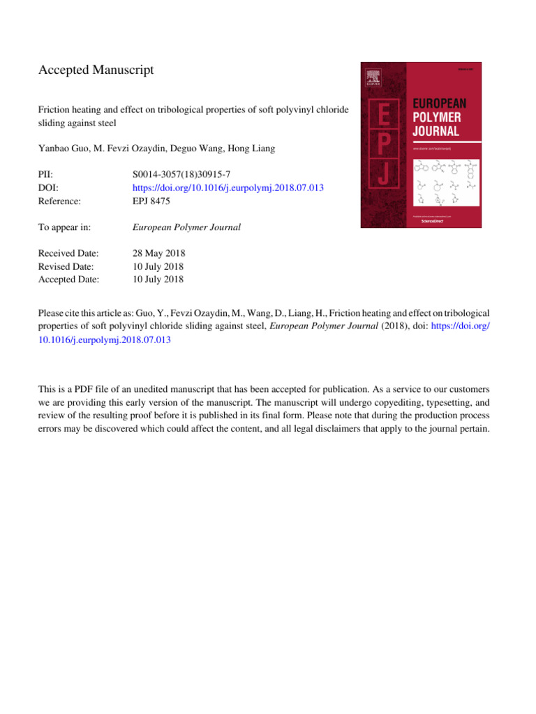 Self-Friction PVC Processing | PDF | Friction | Wear