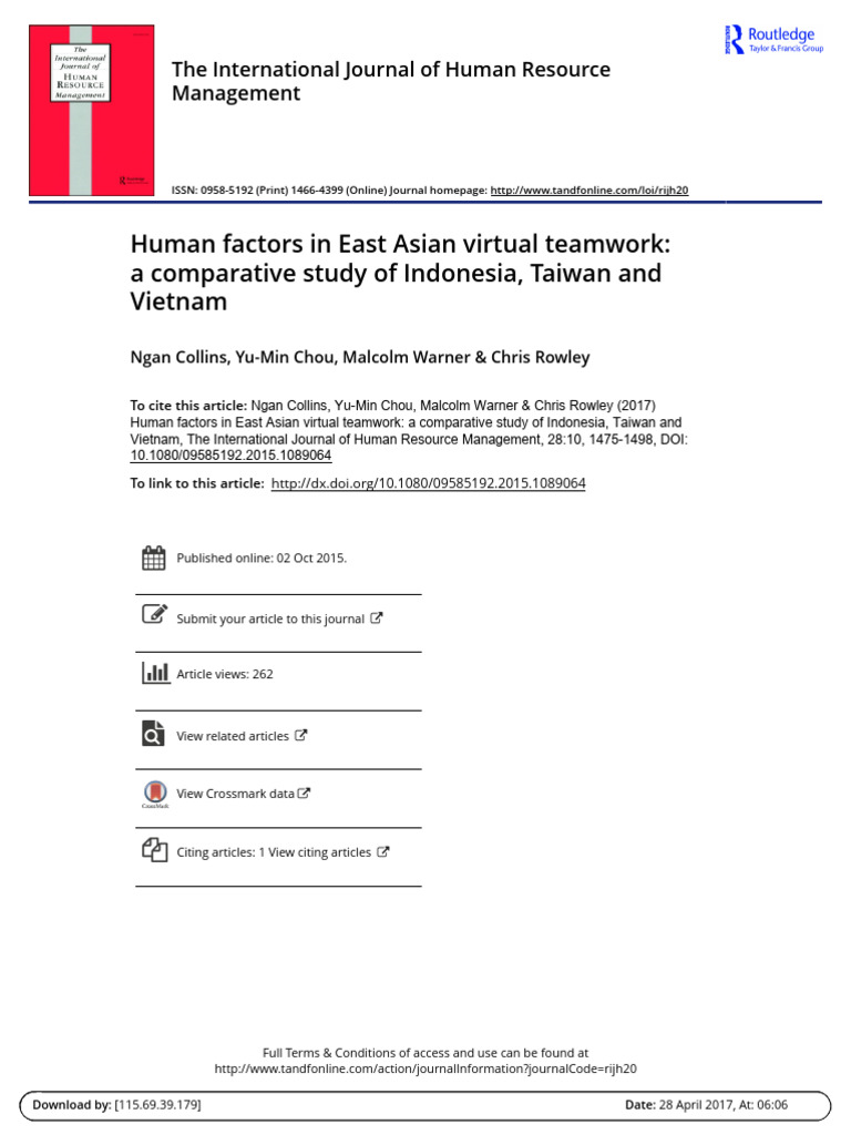 Human Factors in East Asian Virtual Teamwork - Assignment 1 Practice | PDF | Self Efficacy ...