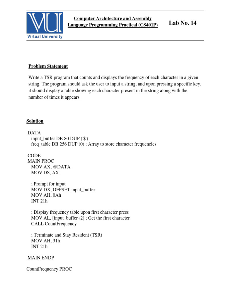 CS401P, Fall2023, Lab No. 14 | PDF