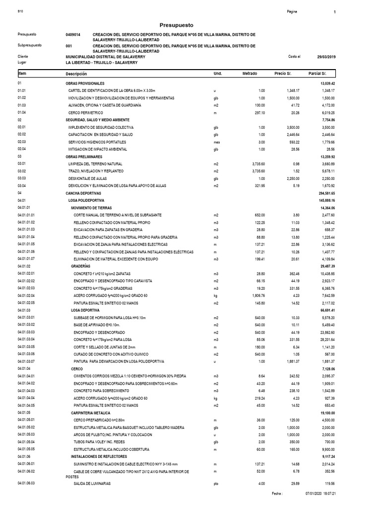 Presupuestocliente | PDF | Hormigón | Materiales