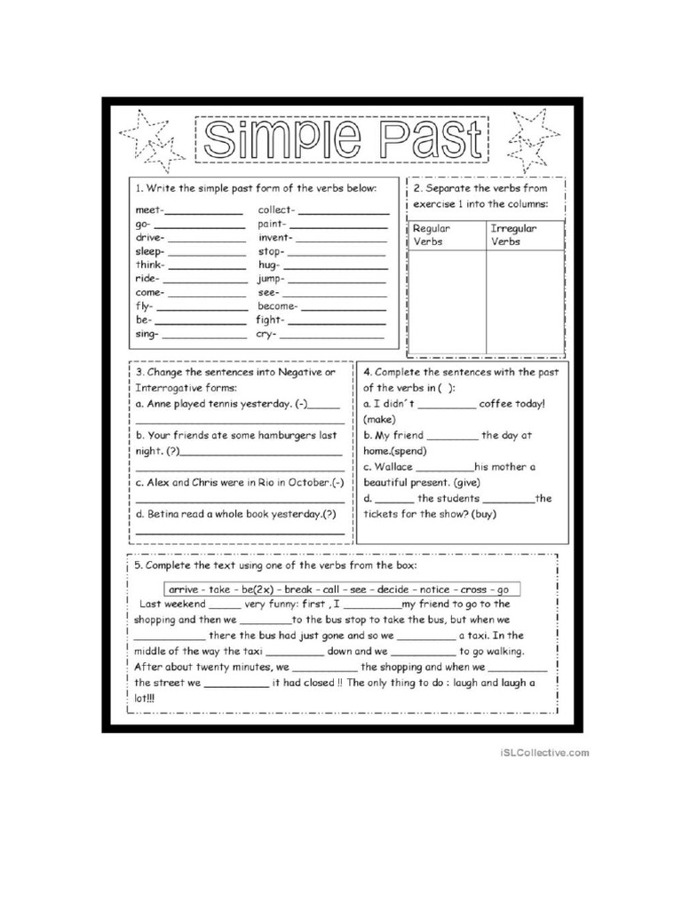 Simple Past Activity #1 | PDF