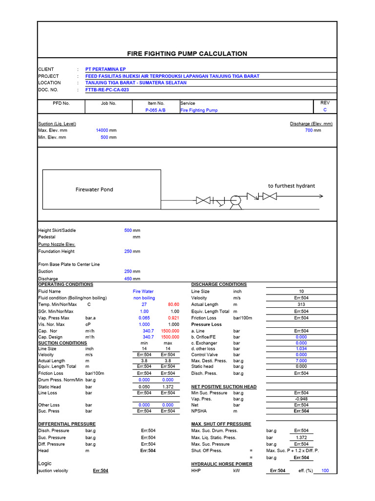 Calculation Booster Pump From Tie-In AP To Raw Water Tank | PDF | Pump ...