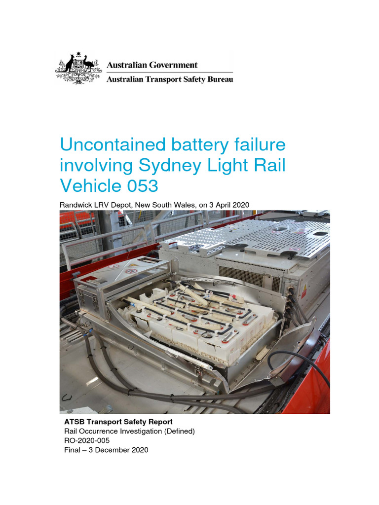 Light Rail Battery Fire 2020-005 - Final | PDF | Battery Charger | Hydrogen