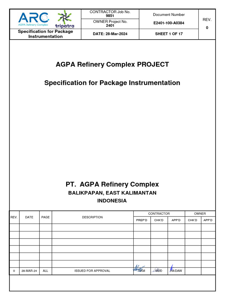 AGPA Refinery Package Instrumentation Spec | PDF | Programmable Logic ...