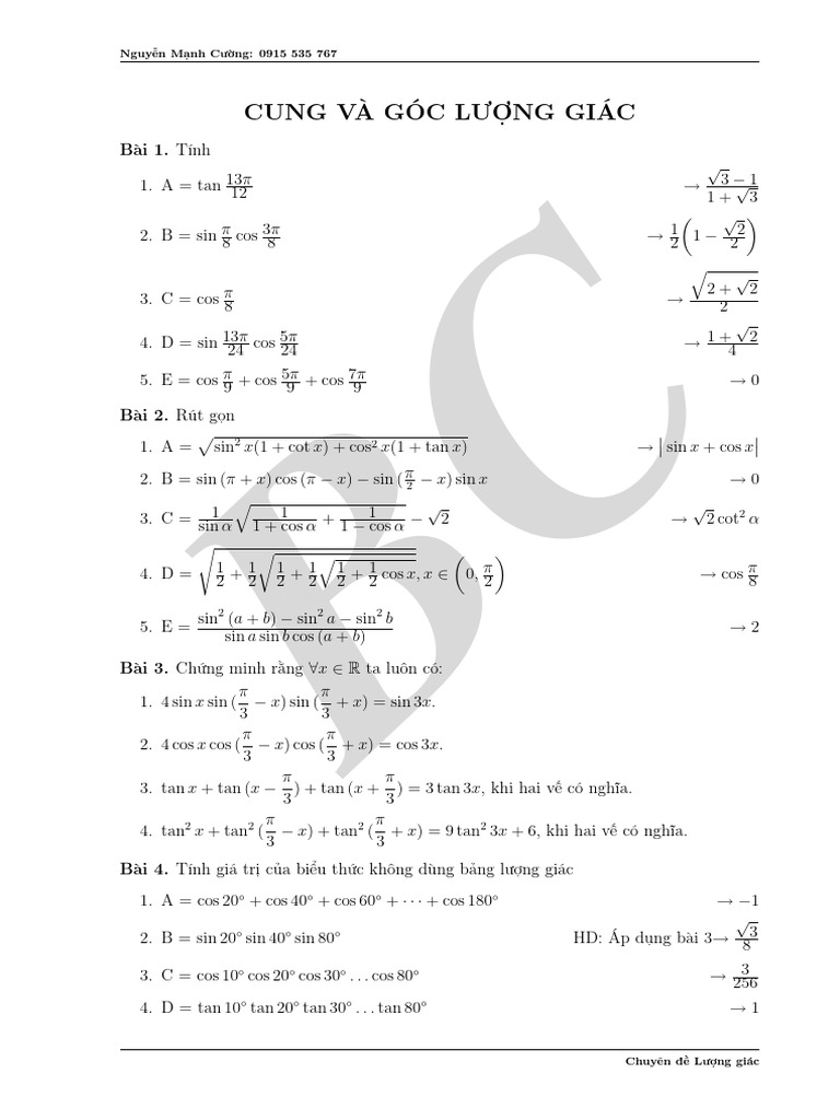 Cong Thuc LG 0 | PDF