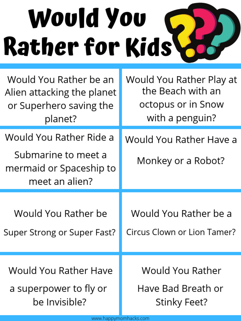 48 Would You Rather Questions Printable PDF | PDF