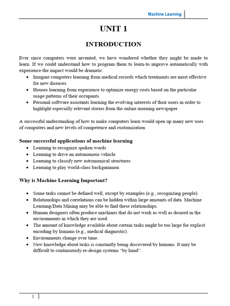 Unti 1 ML | PDF | Machine Learning | Function (Mathematics)