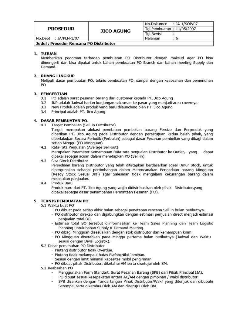 Prosedur Rencana PO Distributor (PLN) - Update Okt 2021 | PDF | Bisnis ...