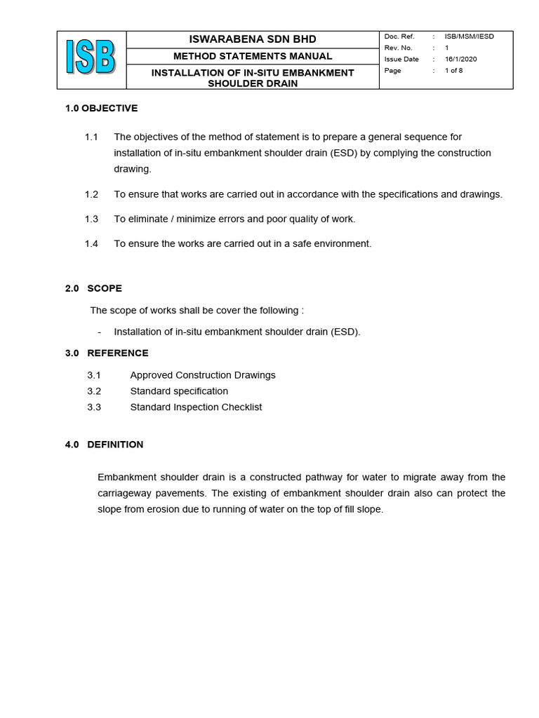 MB Mos Installation of In-Situ Embankment Shoulder Drain | PDF ...
