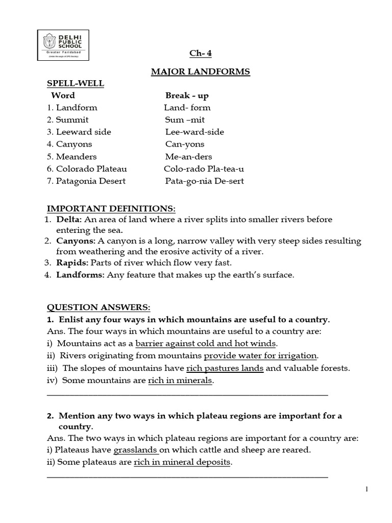 NBWP-Major Landforms (2023) | PDF | River | Stream