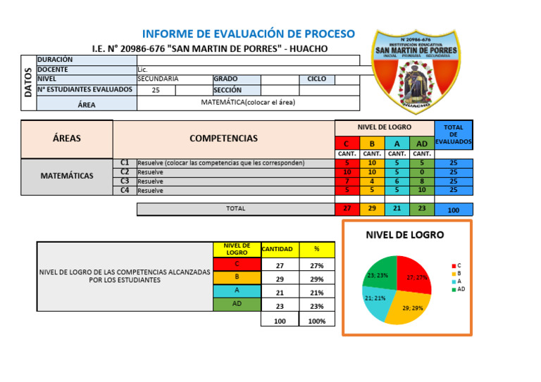 Informe de Nivel de Logro X Comp. | PDF