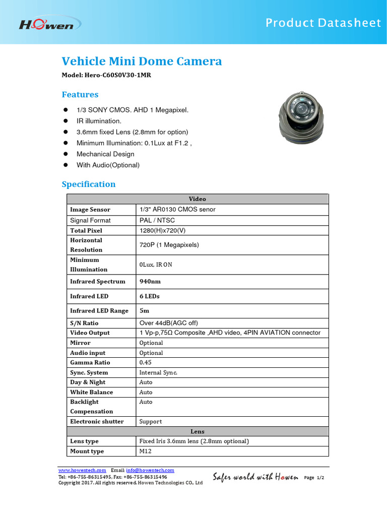 Hero-C60S0V30-1MR - Datasheet | PDF | Camera | Infrared